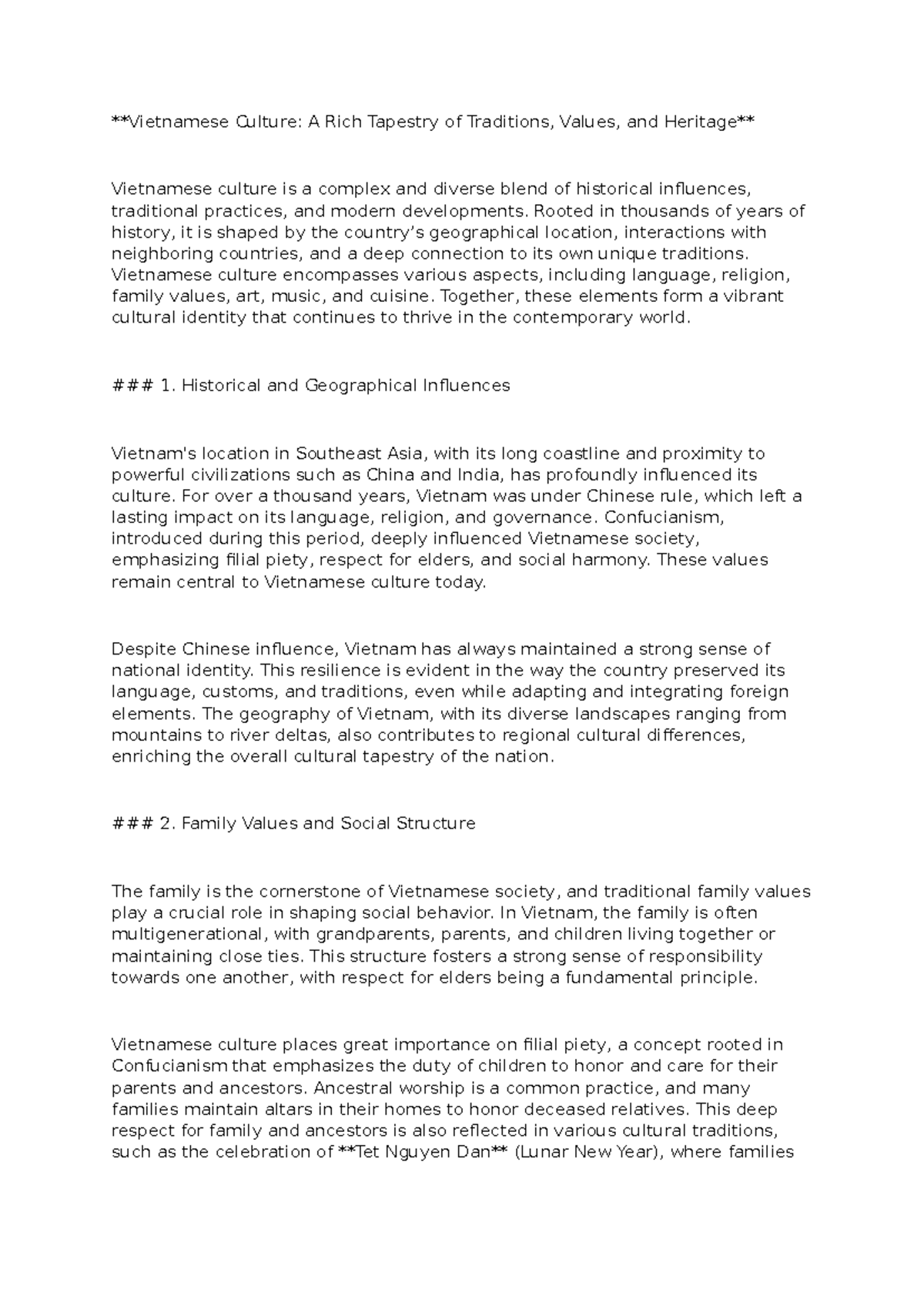 Wrtie an essay about vietnamese culture - Vietnamese Culture: A Rich ...