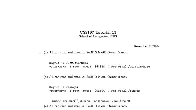 CS2107 Tutorial 11 Answers - School of Computing, NUS - Studocu