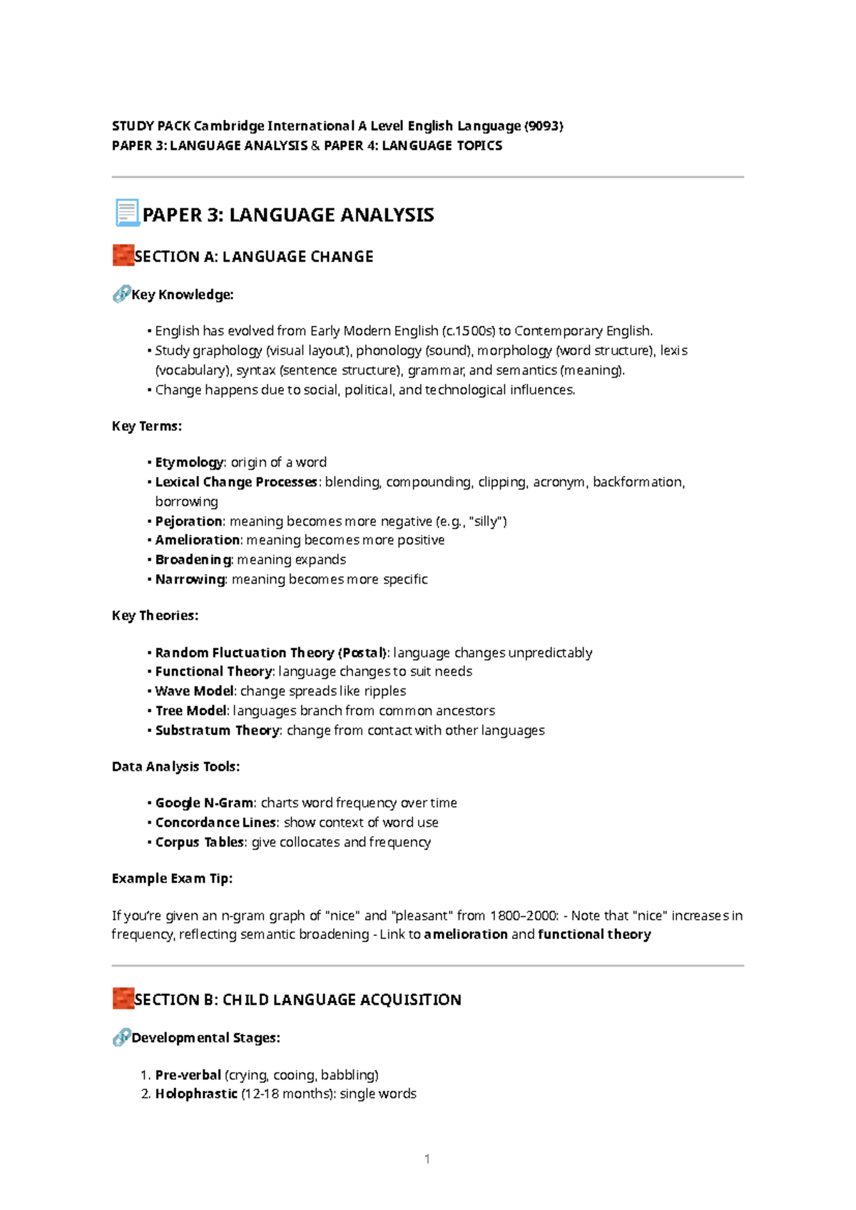 A Level English Language (9093) Study Pack: Language Analysis & Topics ...