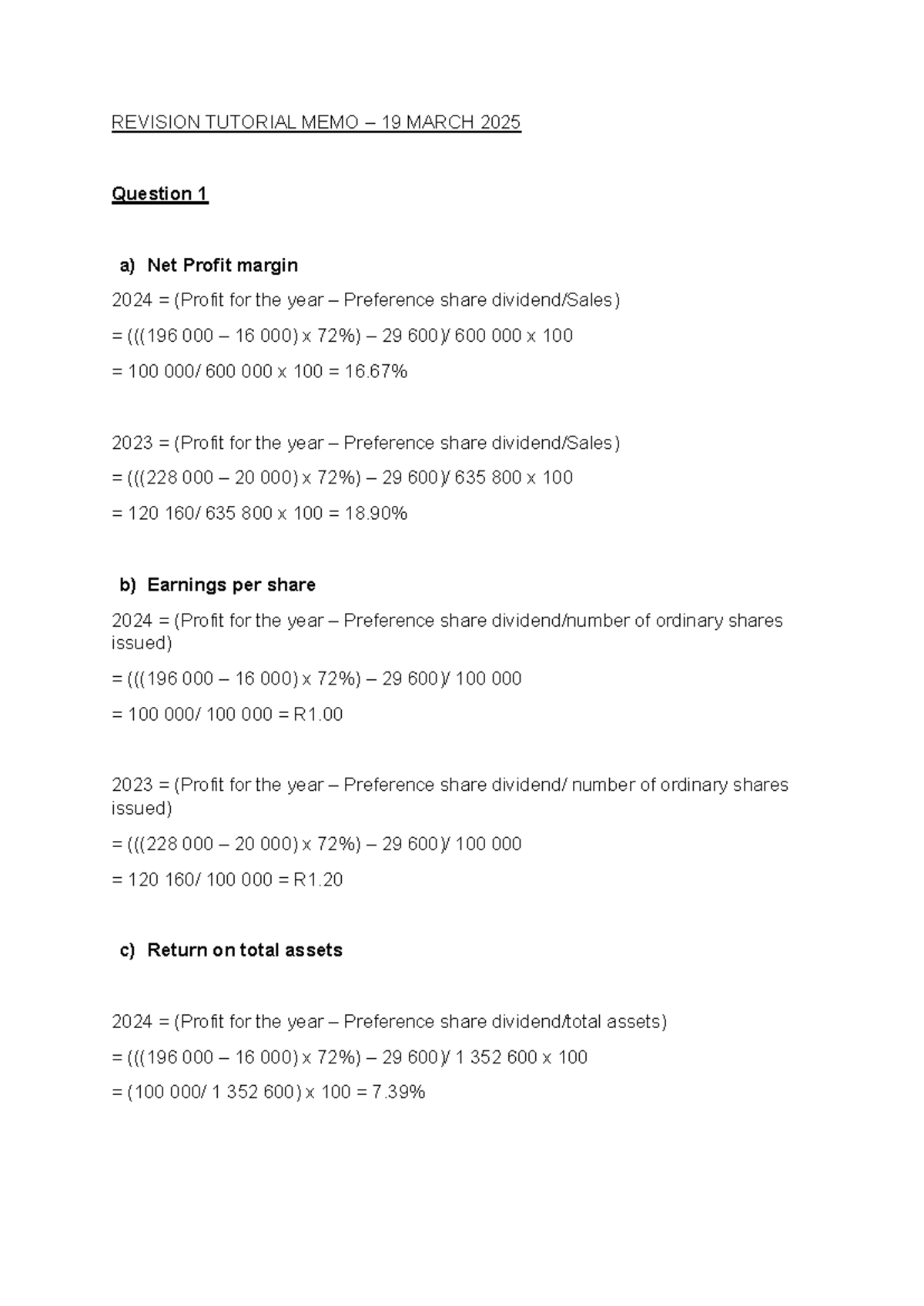 Revision Tutorial MEMO - REVISION TUTORIAL MEMO – 19 MARCH 2025 ...