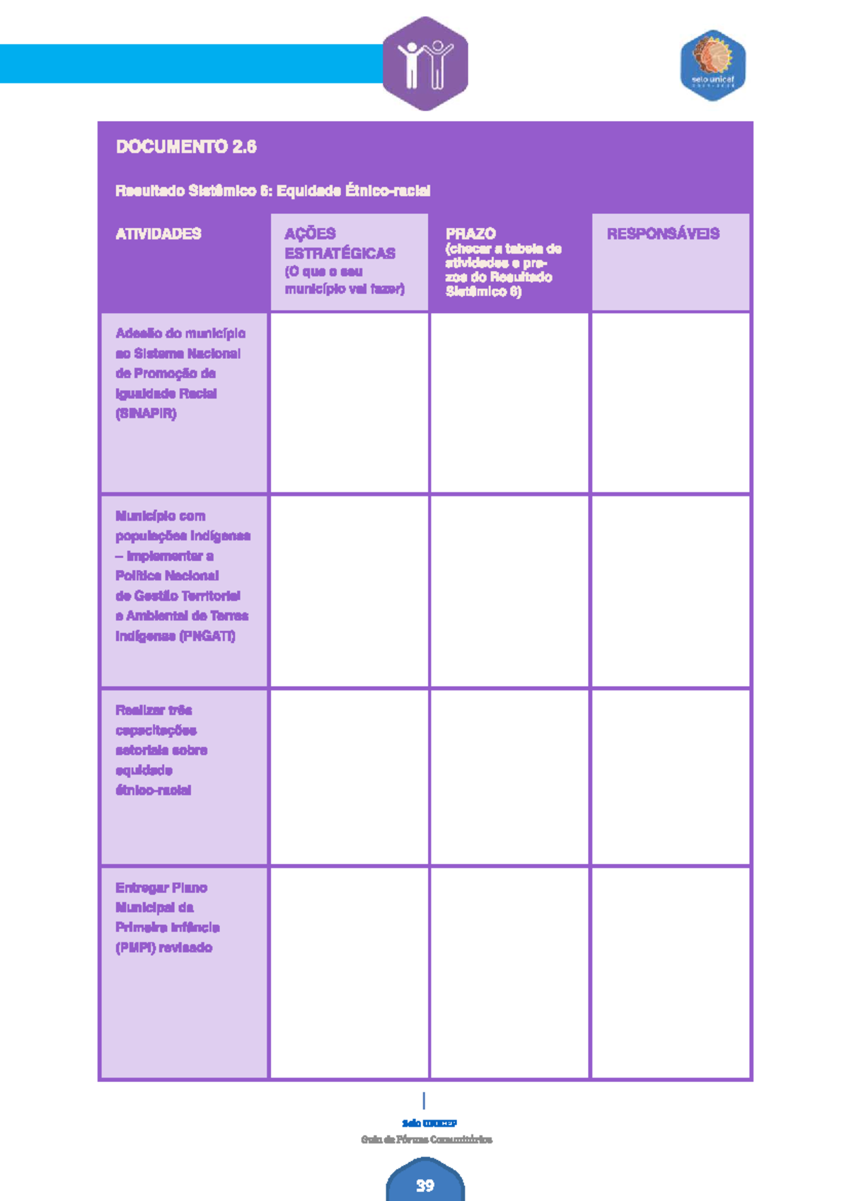 Selo UNICEF 2018-2028: Resultado Sistêmico 6 e Ações Estratégicas - Studocu