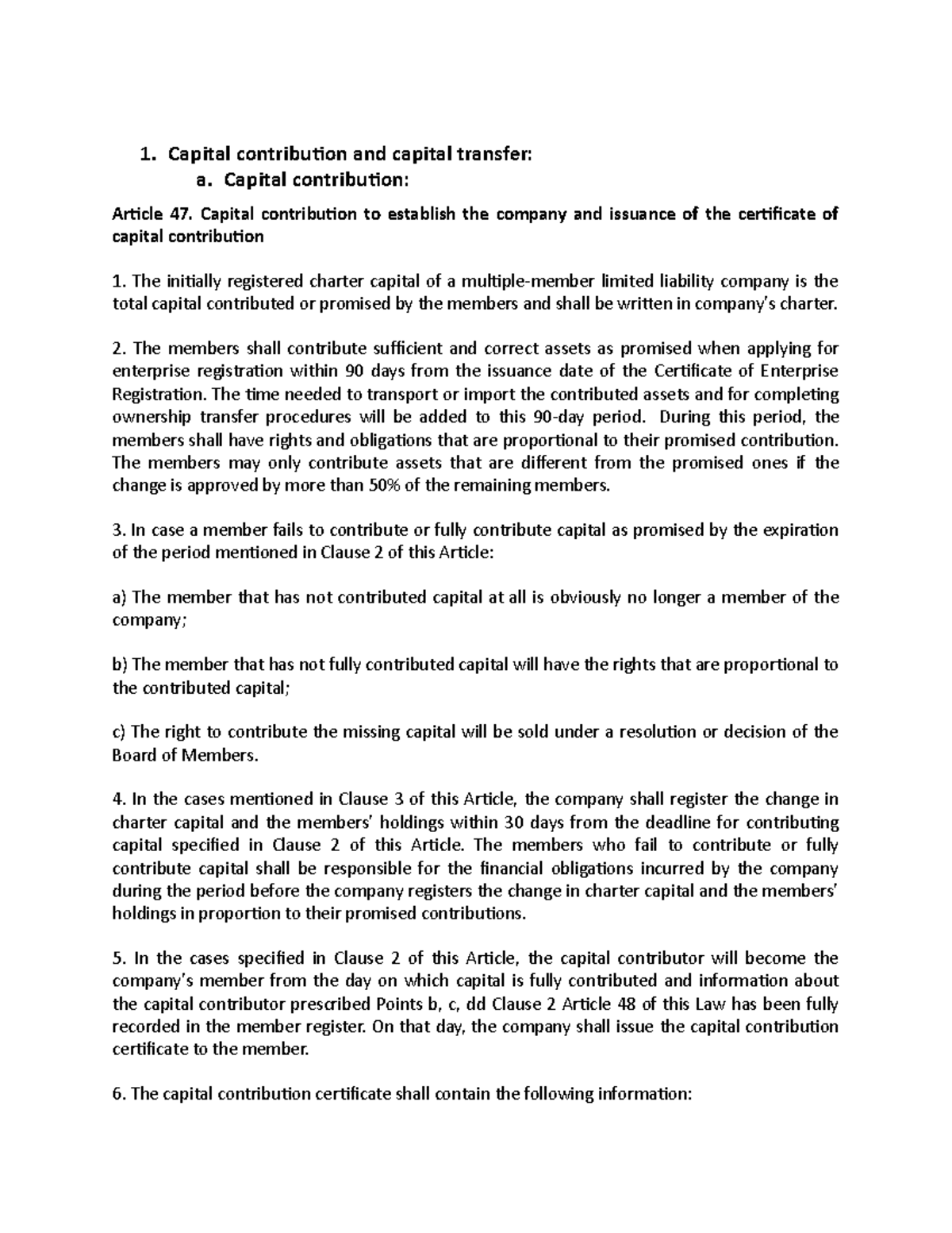 Business-Law-Presentation - 1. Capital contribution and capital ...
