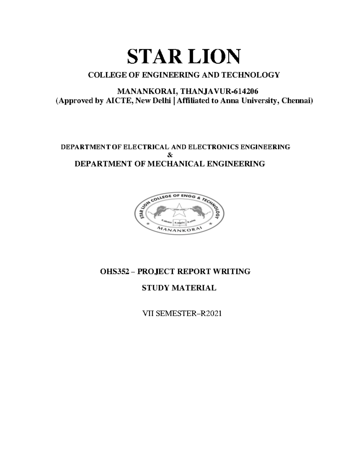 OHS352 Project Report Writing Study Material - Essential Skills and ...