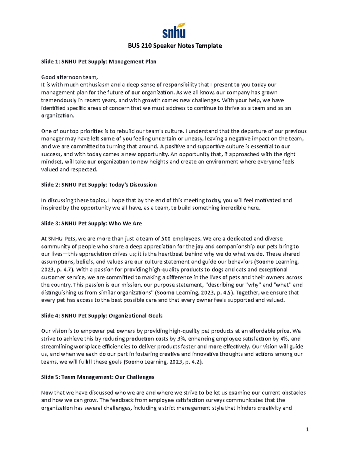 7-3 Project One: Organizational Evaluation Proposal Speaker Notes - BUS ...