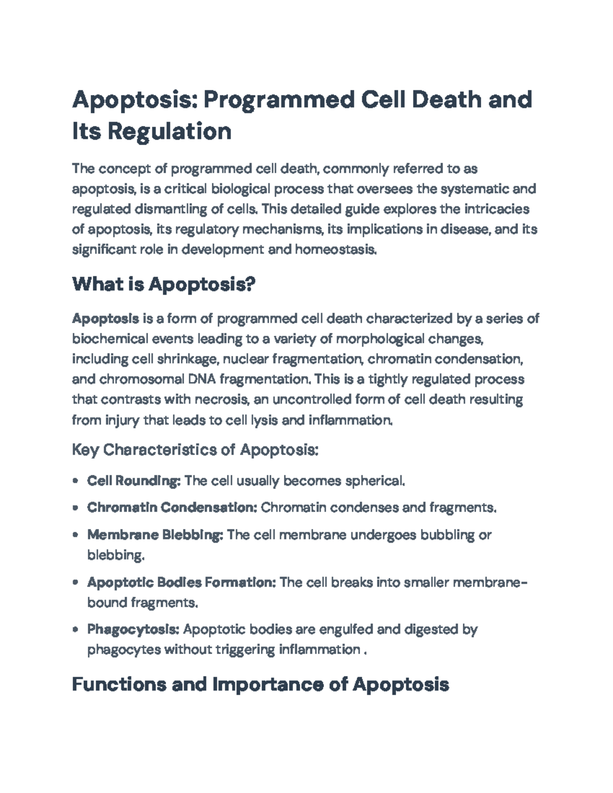 Understanding Apoptosis: Mechanisms & Role in Disease (Biol 302) - Studocu