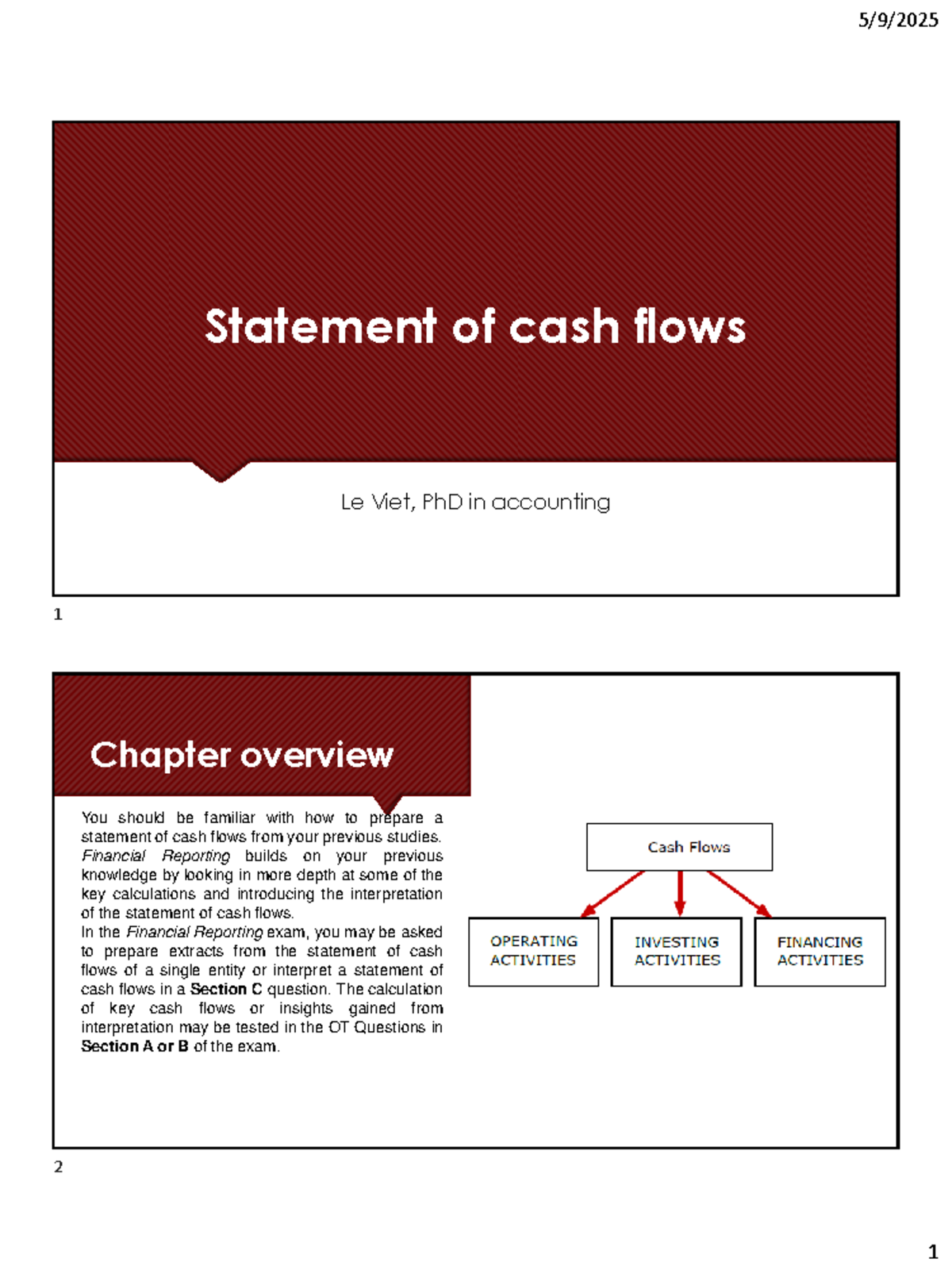 F7 Financial Reporting: Statement of Cash Flows Overview - Studocu