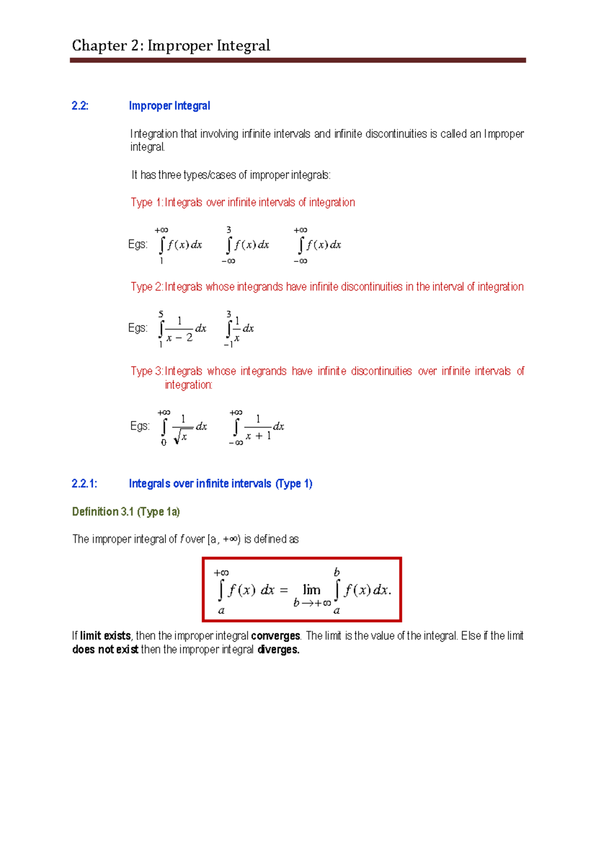 2.2 Improper Integral - Types and Examples Explained - Studocu