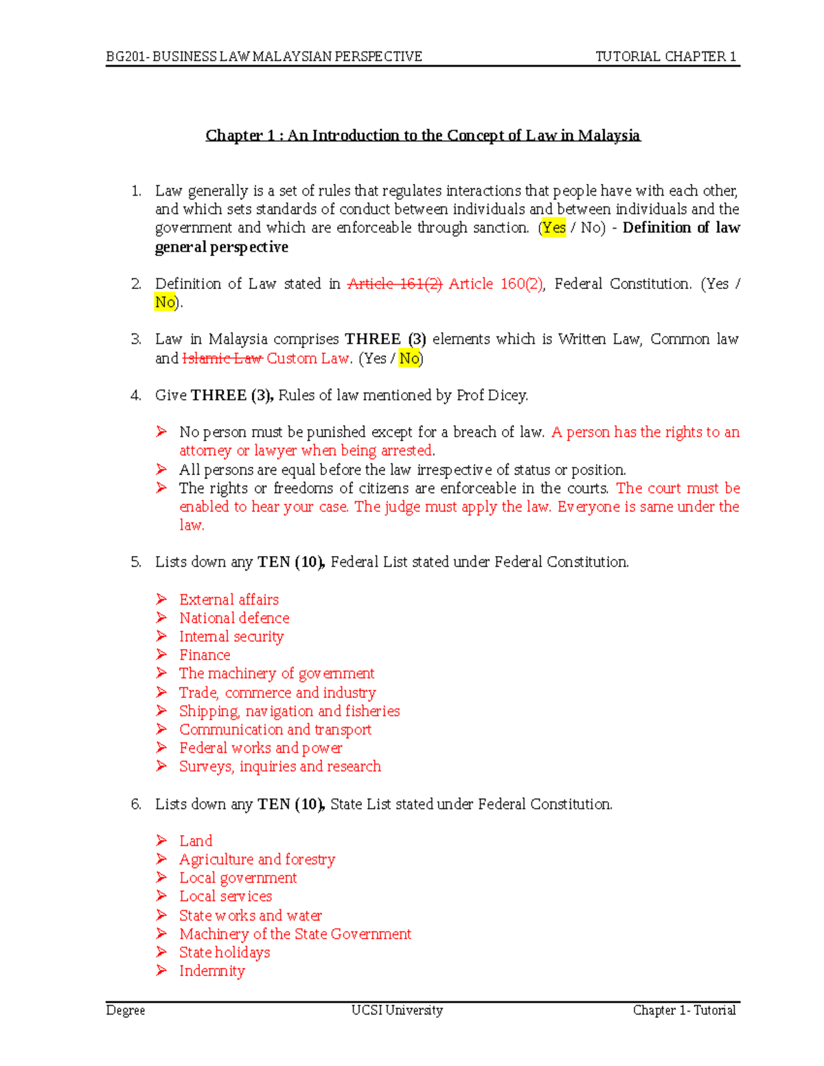 Tut 1 ans - answer for tutorial 1 - Chapter 1 : An Introduction to the ...