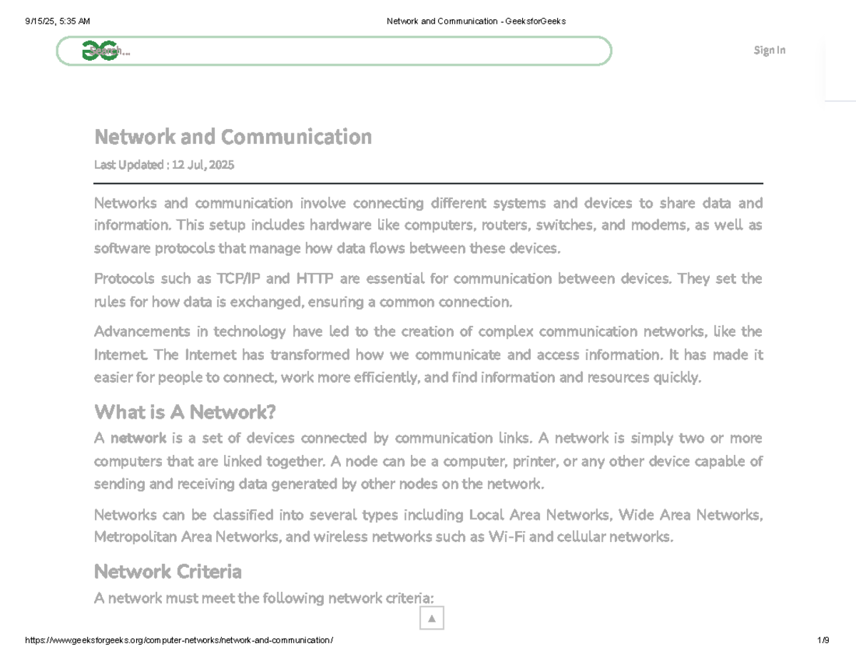 Network and Communication Overview: Key Concepts and Uses - Studocu