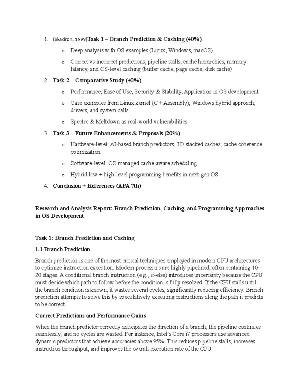 ICS 101: In-Depth Analysis of Branch Prediction and Caching in OS ...