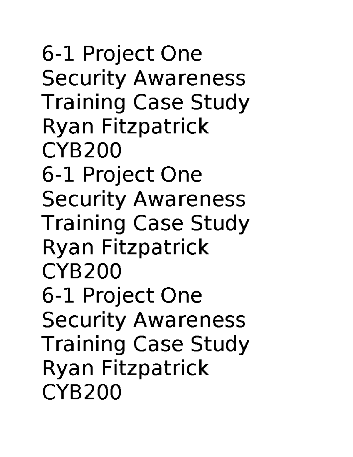 CYB200 Project One: Enhancing Security Awareness Training - Studocu