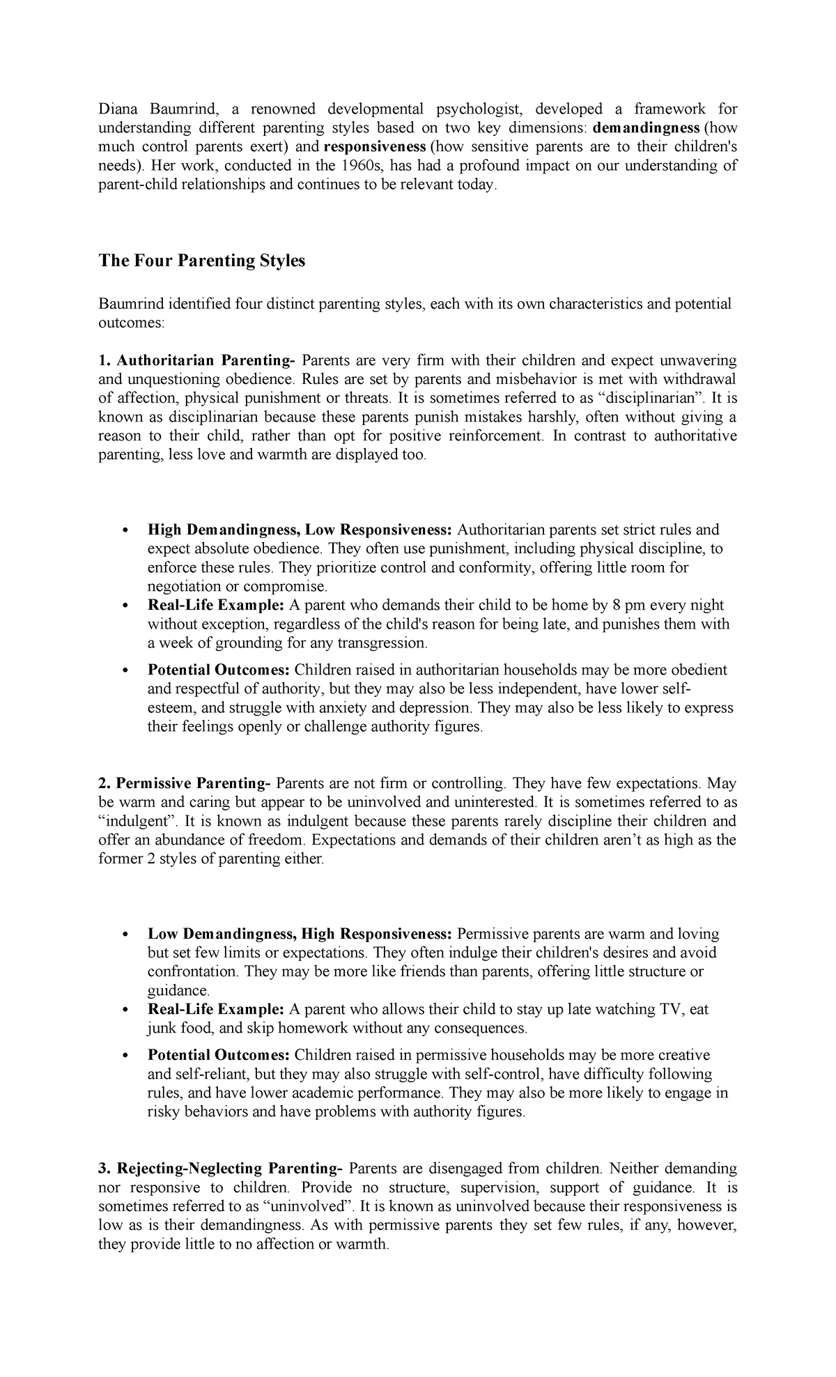 Baumrind's Parenting Styles: Analysis and Insights on Types and Impact ...