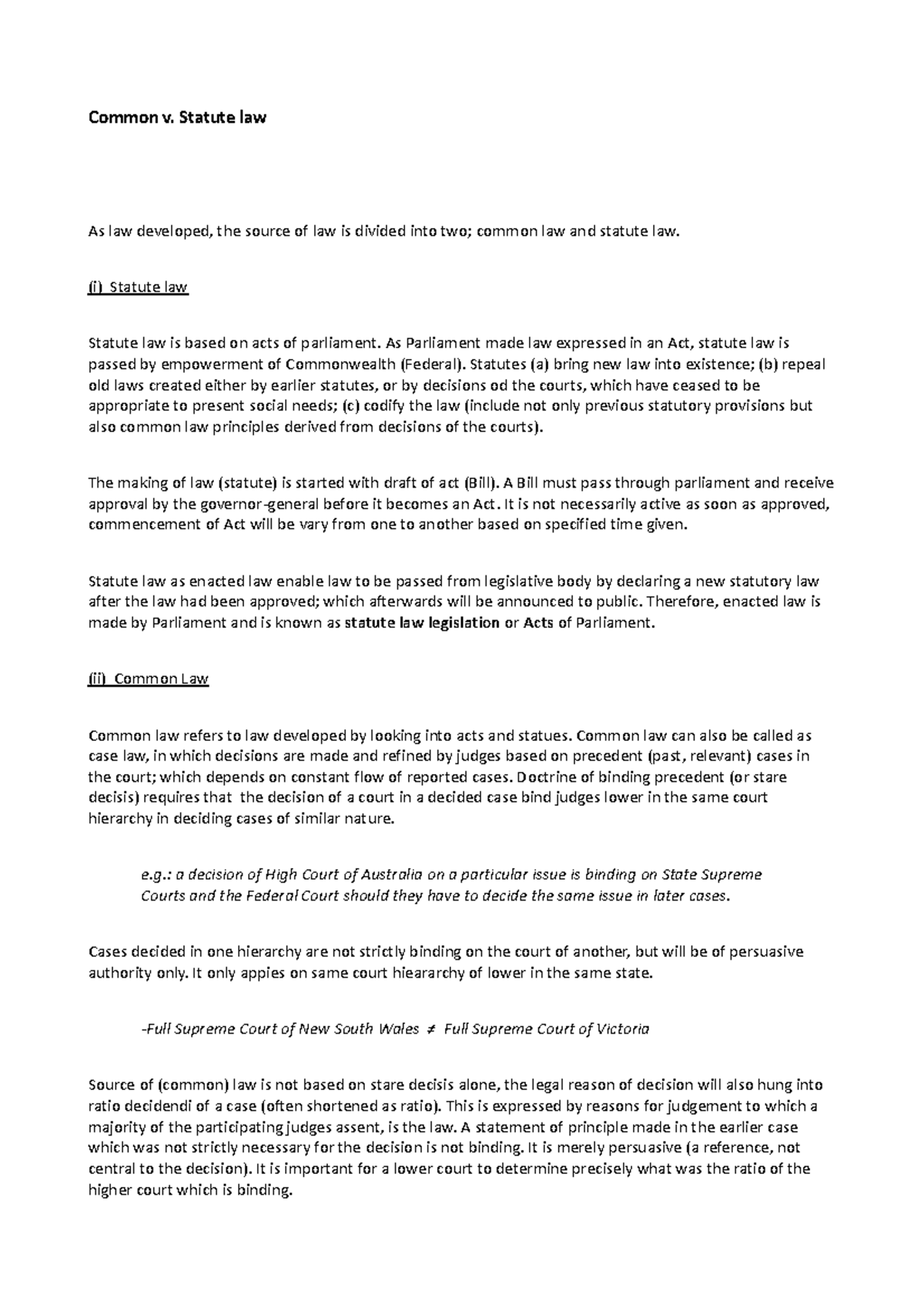 34331370 Common Law vs Statute Law: Key Differences Explained - Studocu