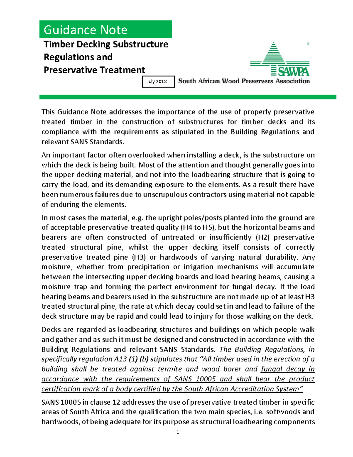 Guidance Note Decking Substructure 2019 - 1 Guidance Note Timber ...