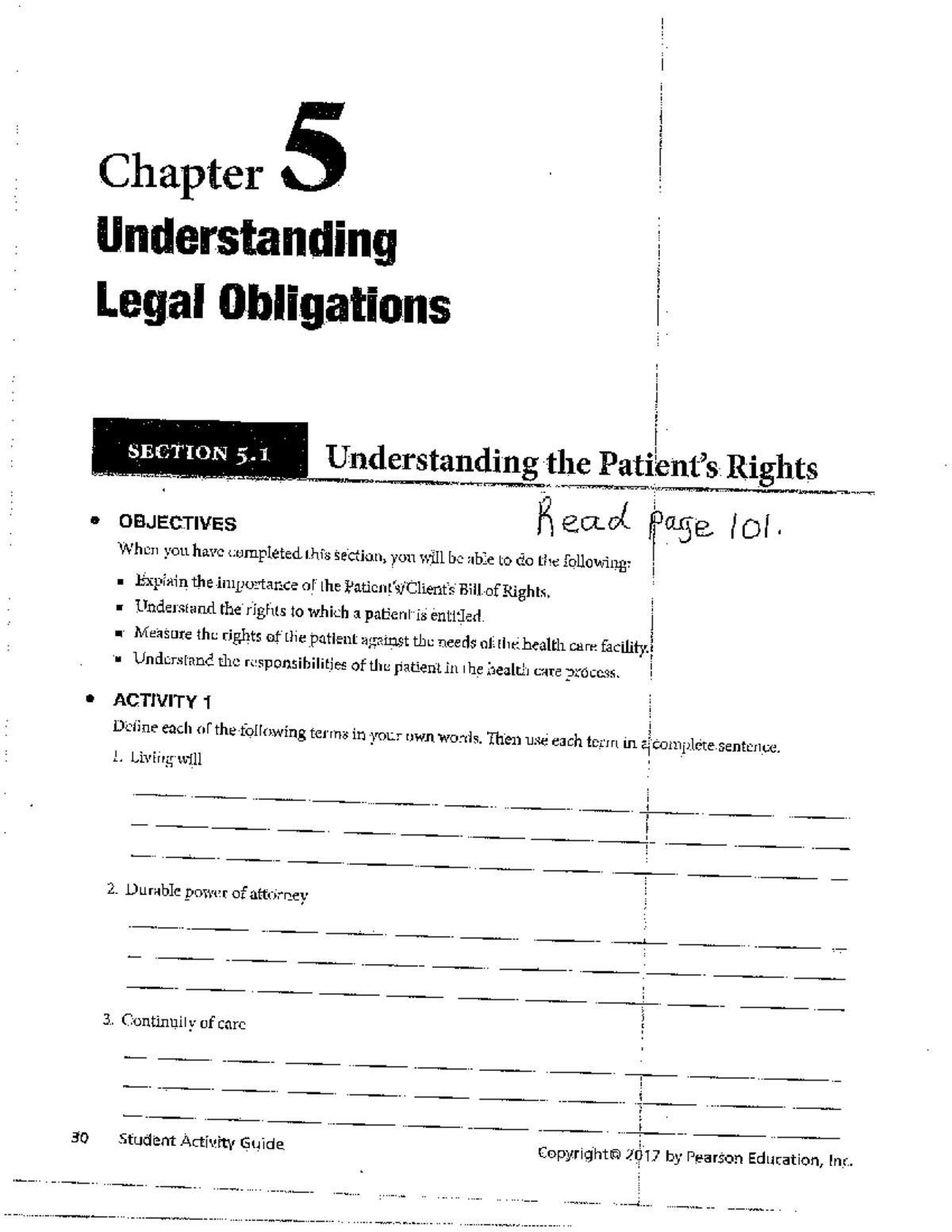 Legal Obligations 5.1 worksheet - Chapter 5 Understanding Legal ...