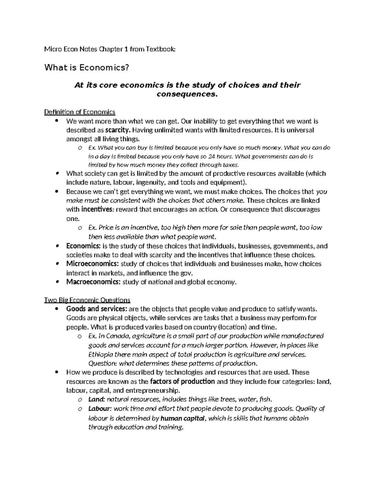 Micro Econ Notes Chapter 1 from Textbook - Micro Econ Notes Chapter 1 ...