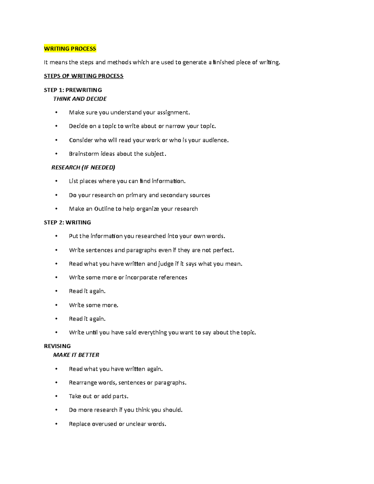 Module 1 - Writing Process and Workplace Communication - WRITING ...