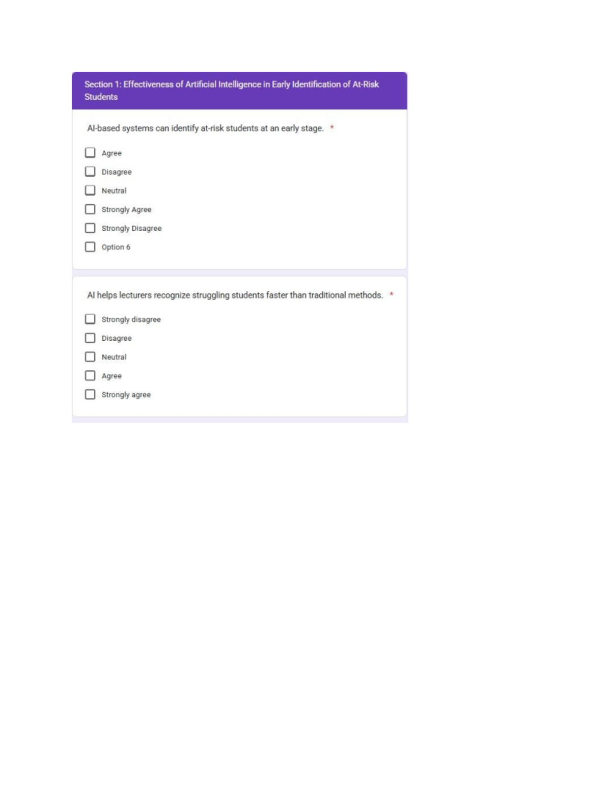Form - Assessment Notes on AI Effectiveness in Early Student ...