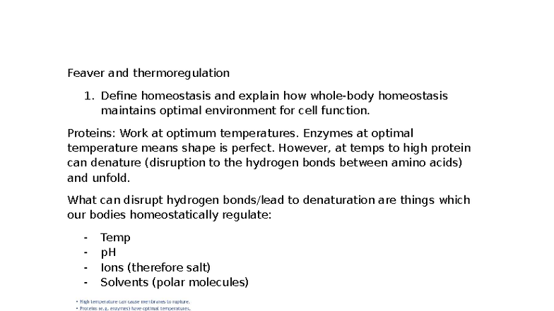 Fever and Thermoregulation: Understanding Homeostasis in Module 3 - Studocu