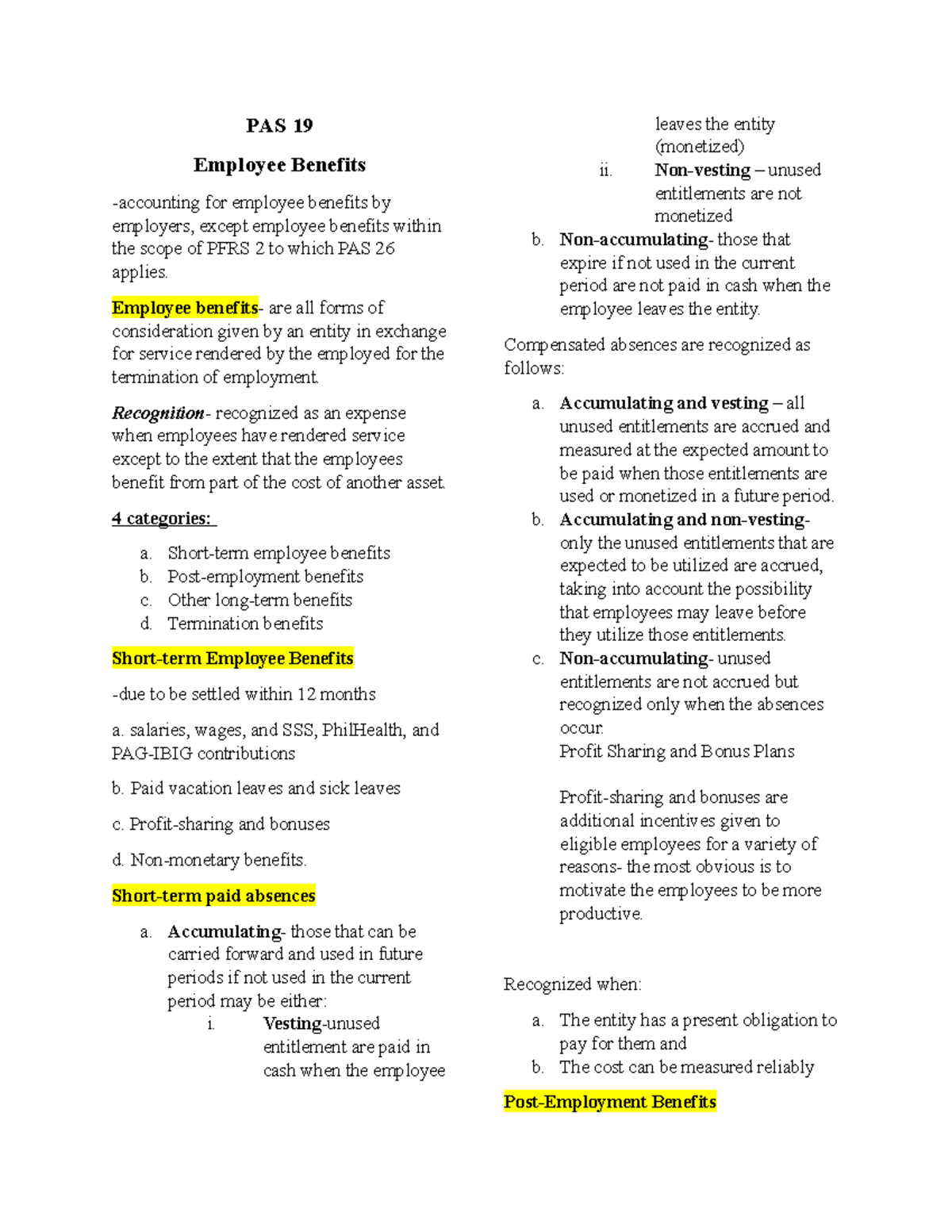 **PAS 19 Employee Benefits: Comprehensive Overview and Key Concepts ...