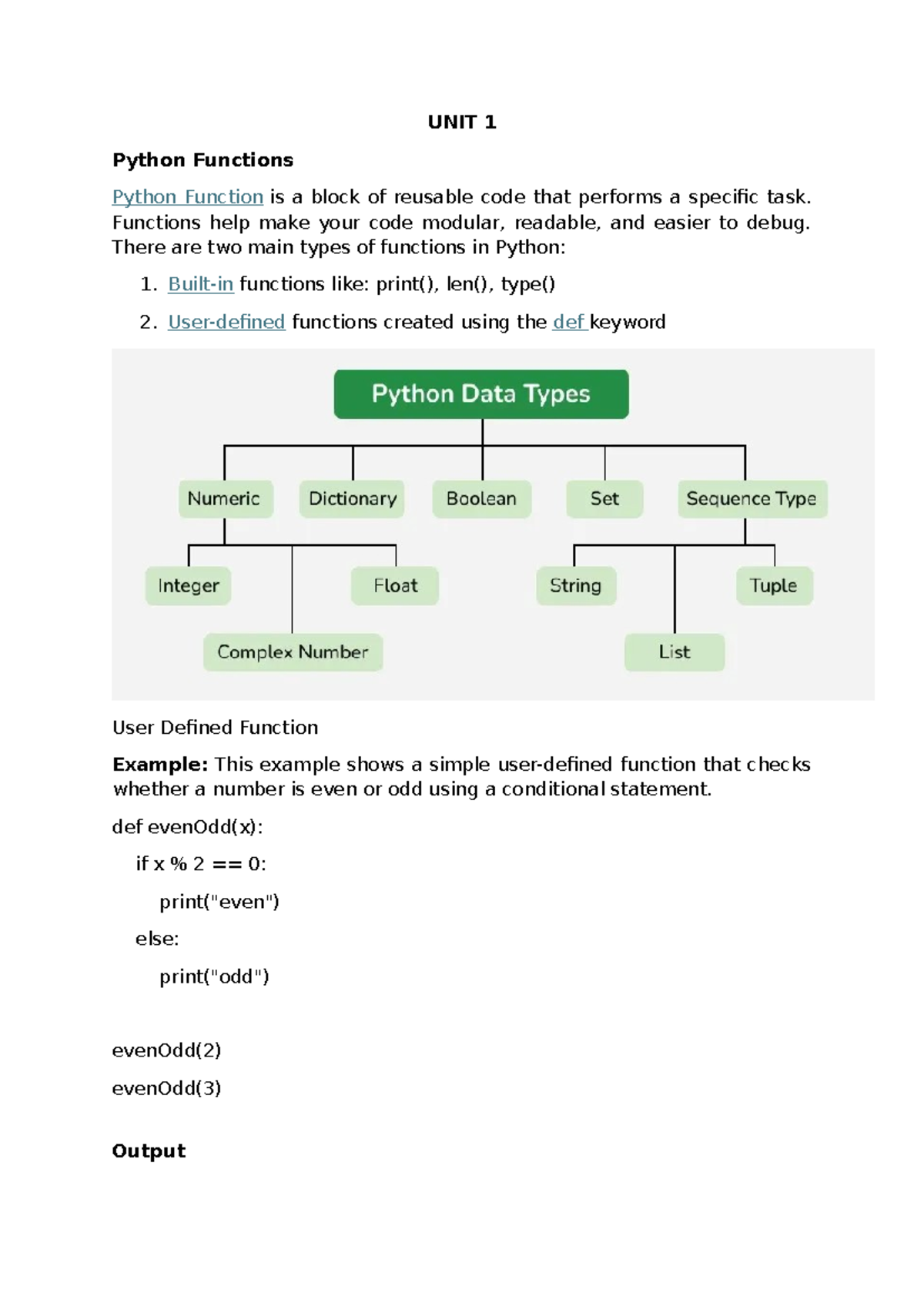 FDS 101: Python Functions and Variable Management Notes - Studocu