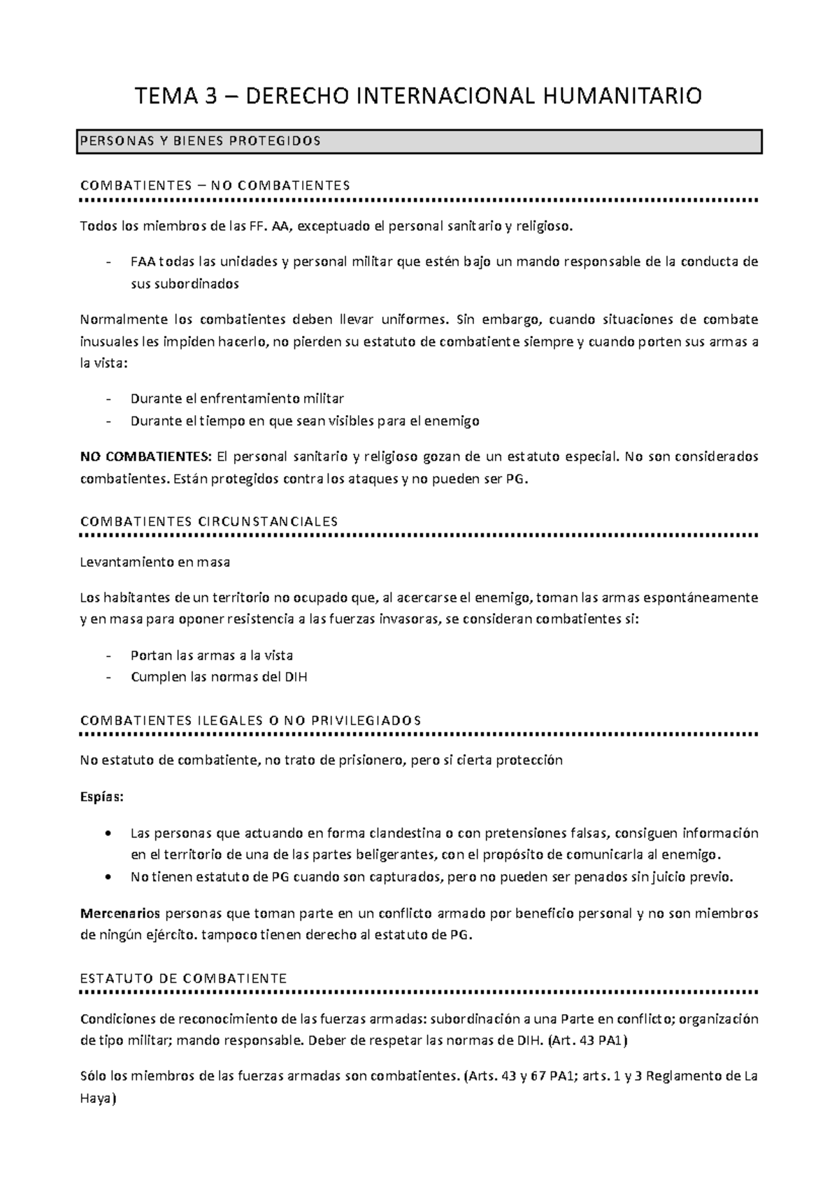 Conflictos Armados - TEMA 3 – DERECHO INTERNACIONAL HUMANITARIO ...