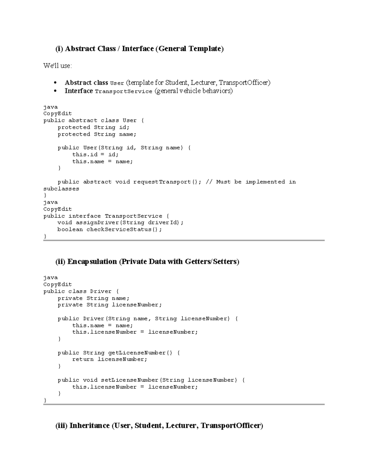 Coursework 1: Abstract Class & Interface in Java - User ...