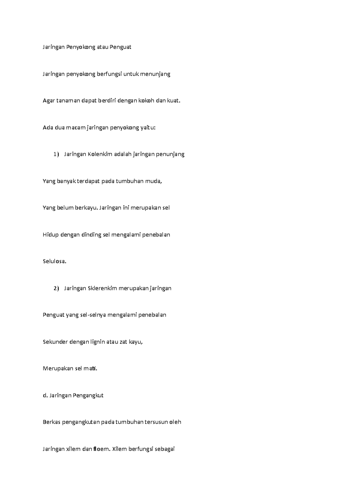 Jaringan Penyokong dan Pengangkut pada Tumbuhan: Kolenkim & Sklerenkim ...