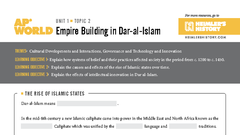 AP World History: Unit 1, Topic 2 - Empire Building in Dar-al-Islam ...
