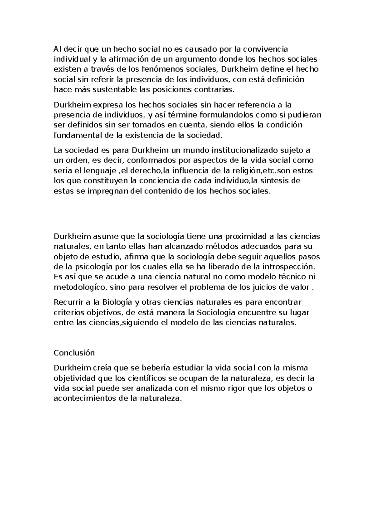 Durkheim y el Positivismo: Análisis de Hechos Sociales - Studocu
