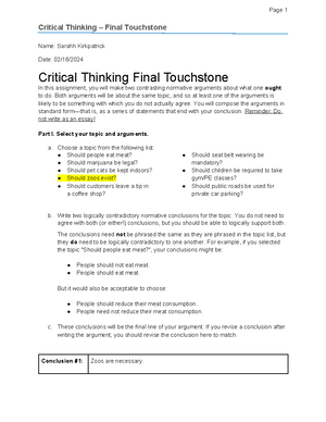 Sophia Critial Thinking Unit 3 Milestone 3 - 1 6/18 that's 33% RETAKE 6 ...
