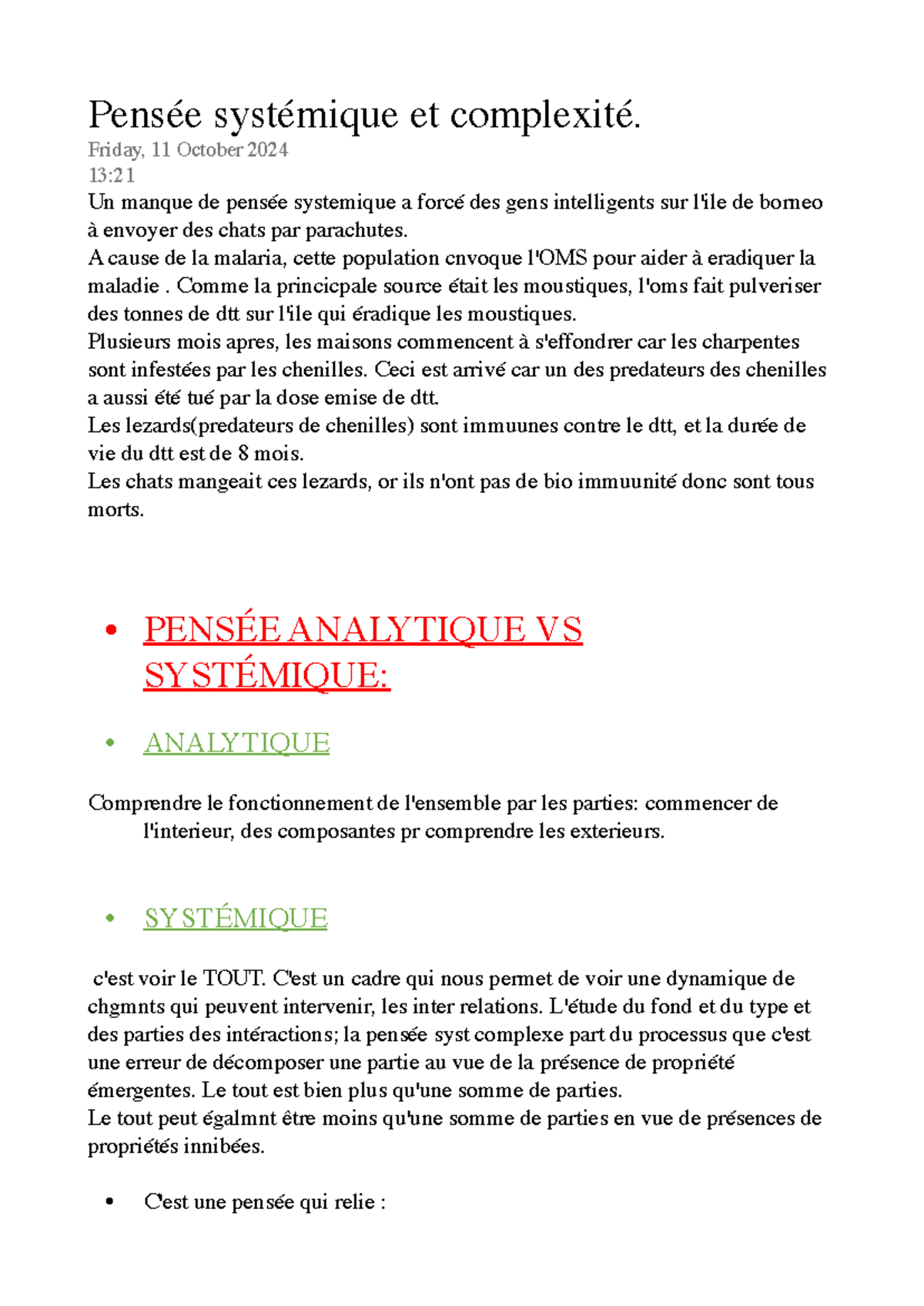 Cm 2 : Analyse de la Pensée Systémique et de la Complexité - Studocu