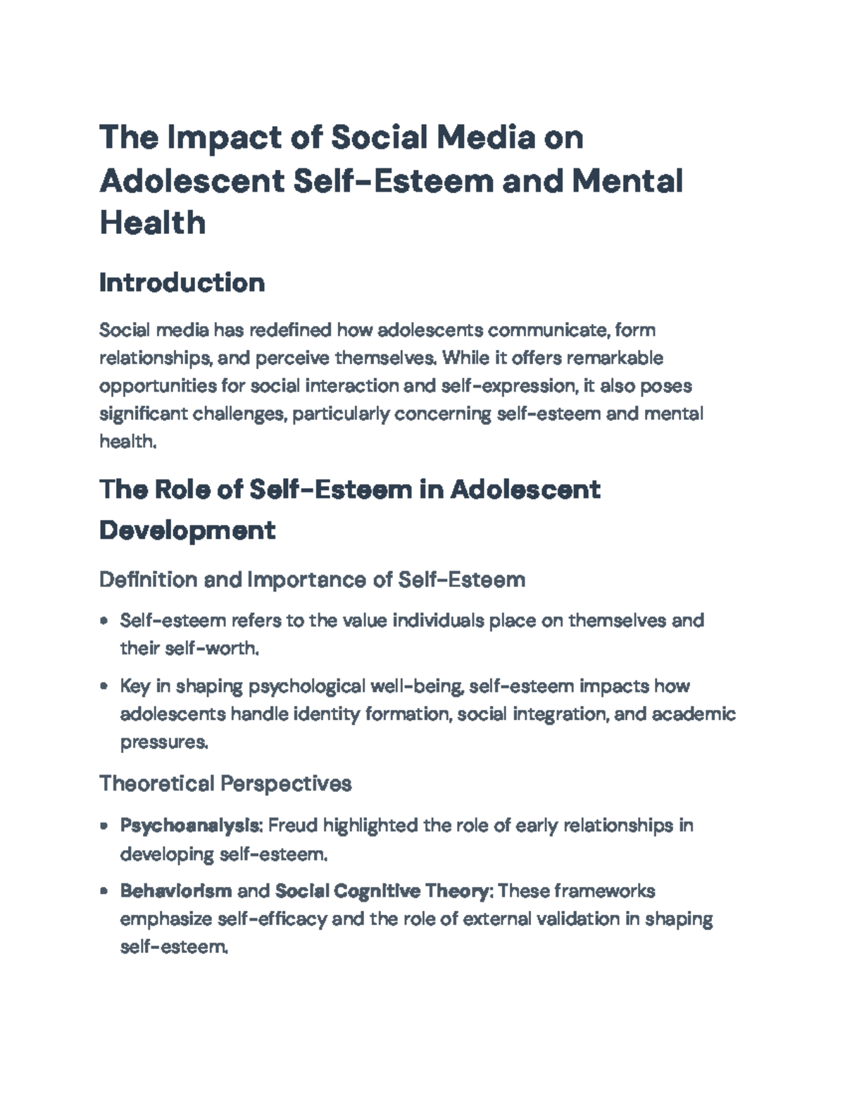 The Impact of Social Media on Adolescent Self-Esteem & Mental Health ...