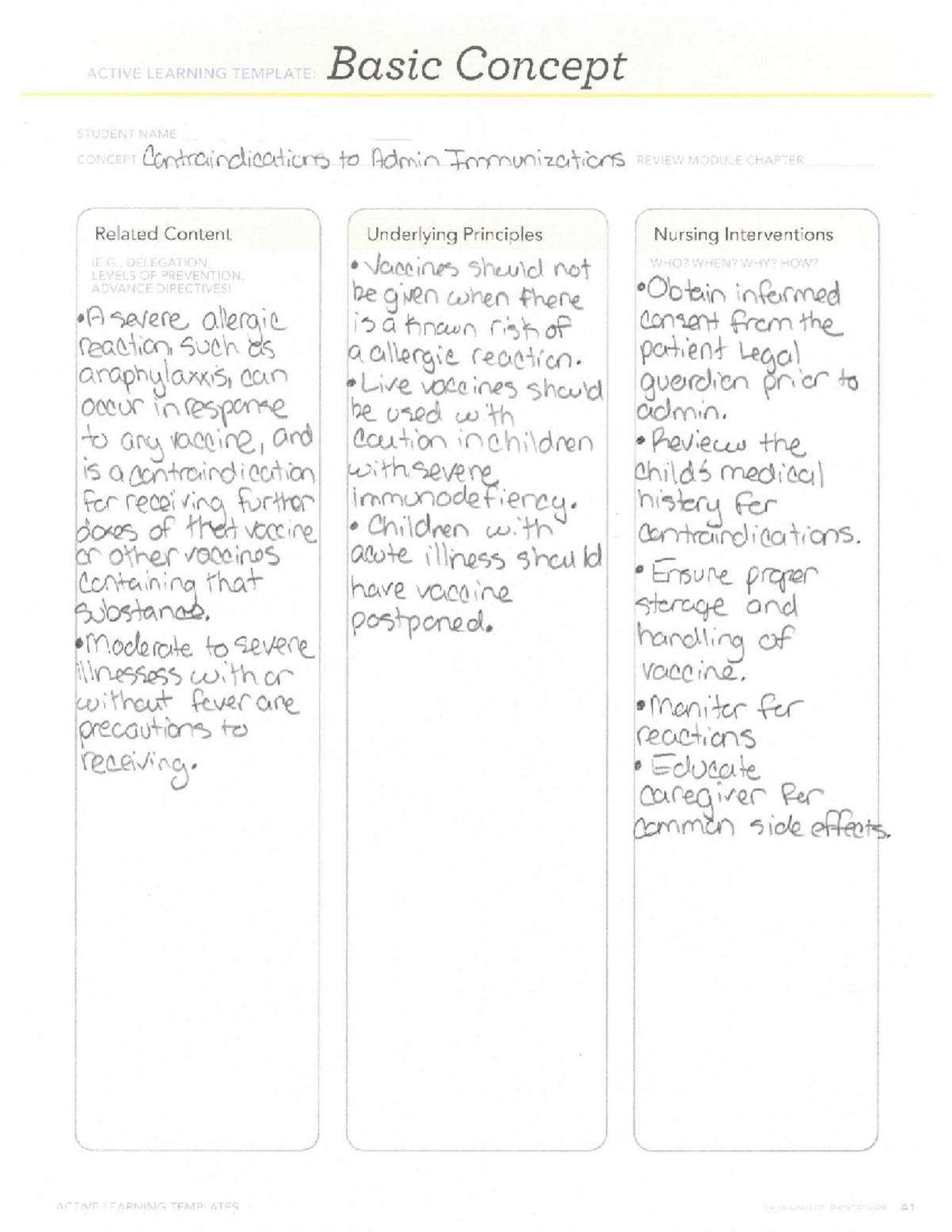 ATI Basic Concept: Contraindications to Immunizations Review - Studocu