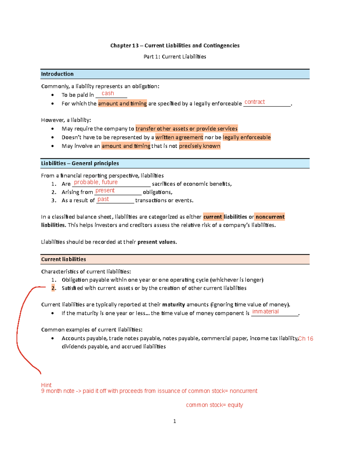 Chapter 13: Current Liabilities and Contingencies - Overview and ...