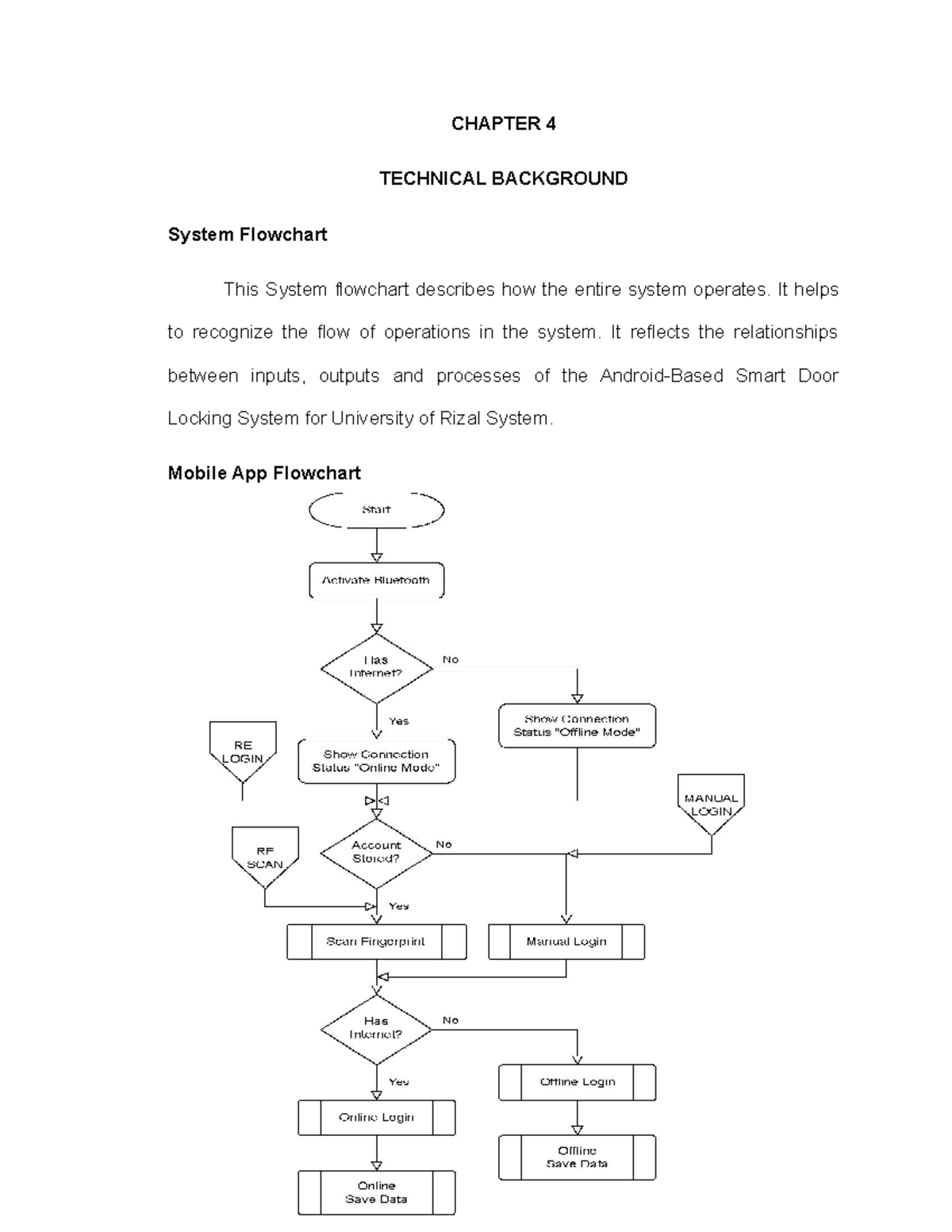 Chapter 4 AND 5 Draft - Capstone - CHAPTER 4 TECHNICAL BACKGROUND System Flowchart This System ...