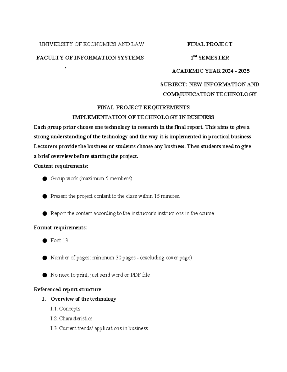 New ICT Final Project Report Structure - Faculty of Information Systems ...