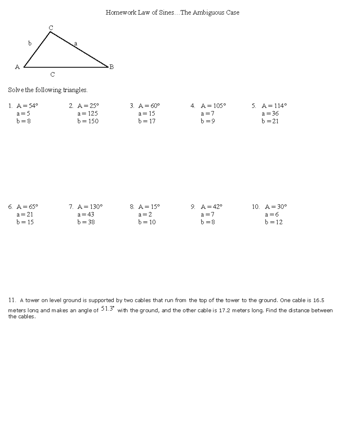 Law of Sines Ambiguous Case - Homework Notes - Studocu