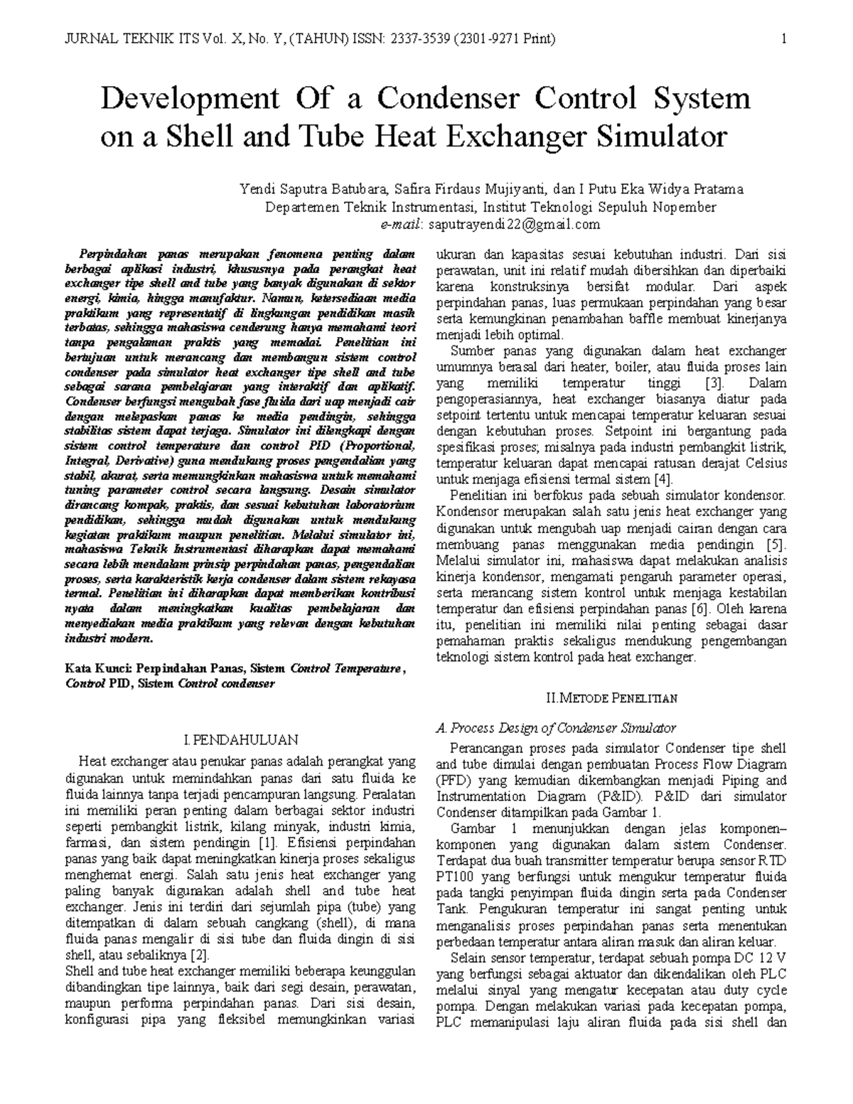 Pengembangan Sistem Kontrol Kondensor pada Simulator Heat Exchanger ...