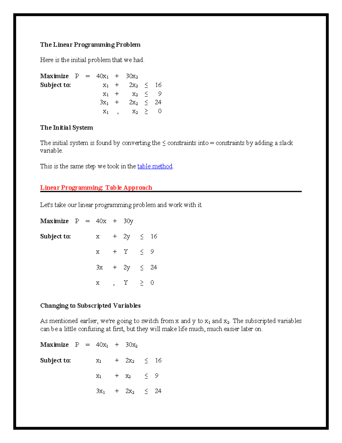 Linear Programming Problem: Simplex Method (Course Code: LP101) - Studocu