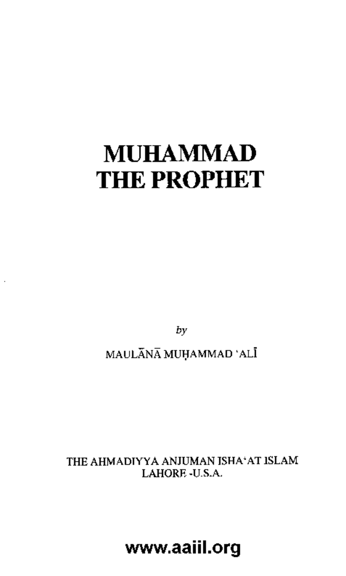 Muhammad the Prophet by Maulana Muhammad Ali ( PDFDrive ) - Sharia and ...