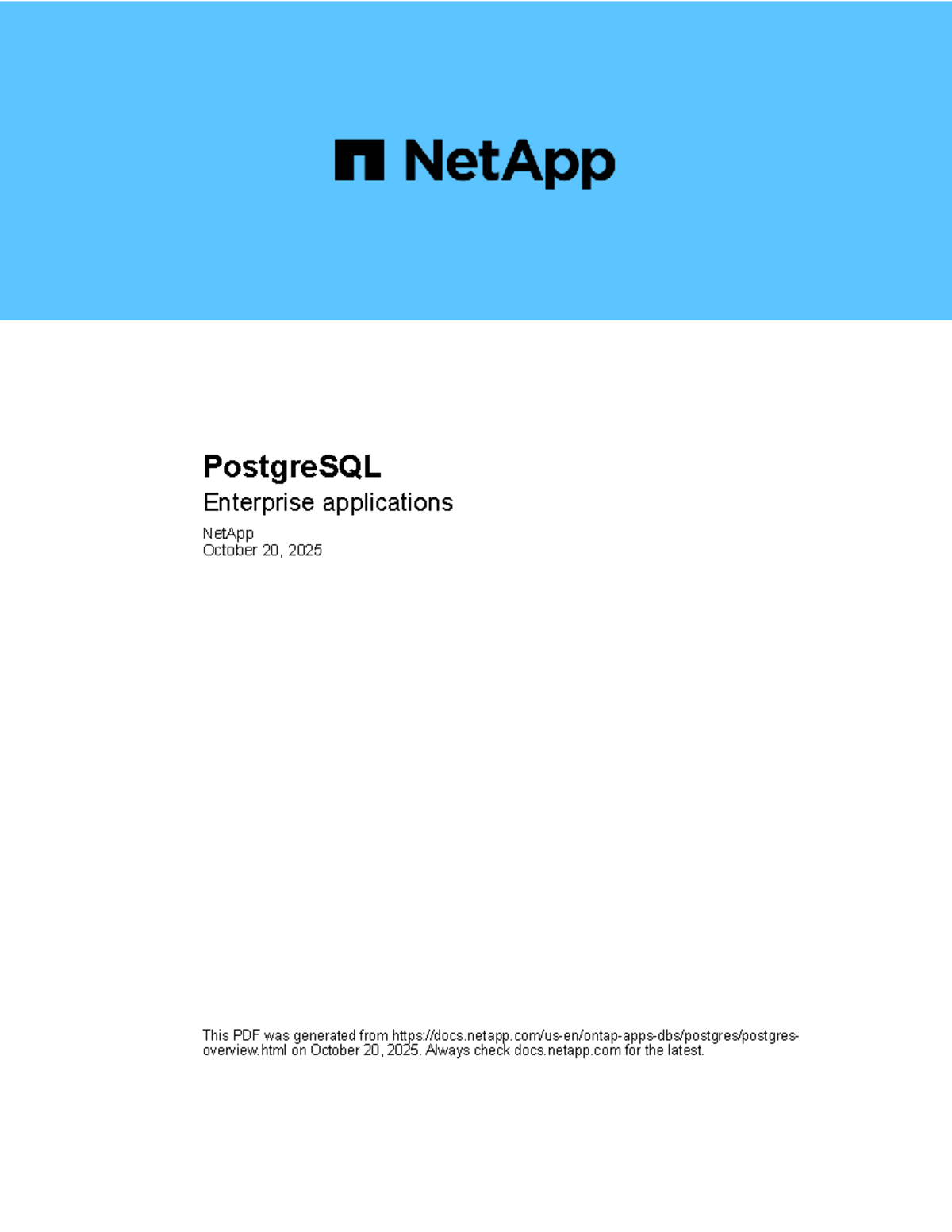 PostgreSQL Enterprise Applications on NetApp - Overview and ...