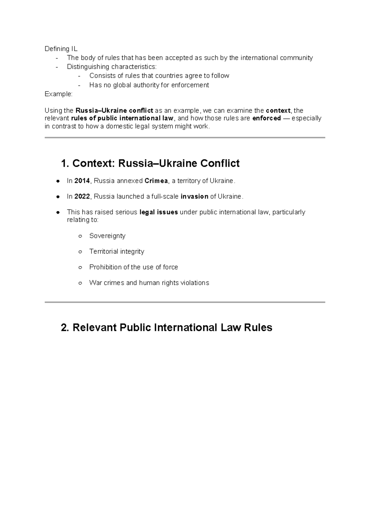 Defining International Law: Key Concepts & Case Study (LCPQT) - Studocu