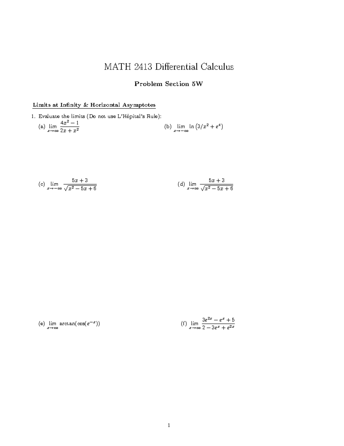 MATH 2413 Final Exam Study Guide: Limits & Derivatives - Studocu