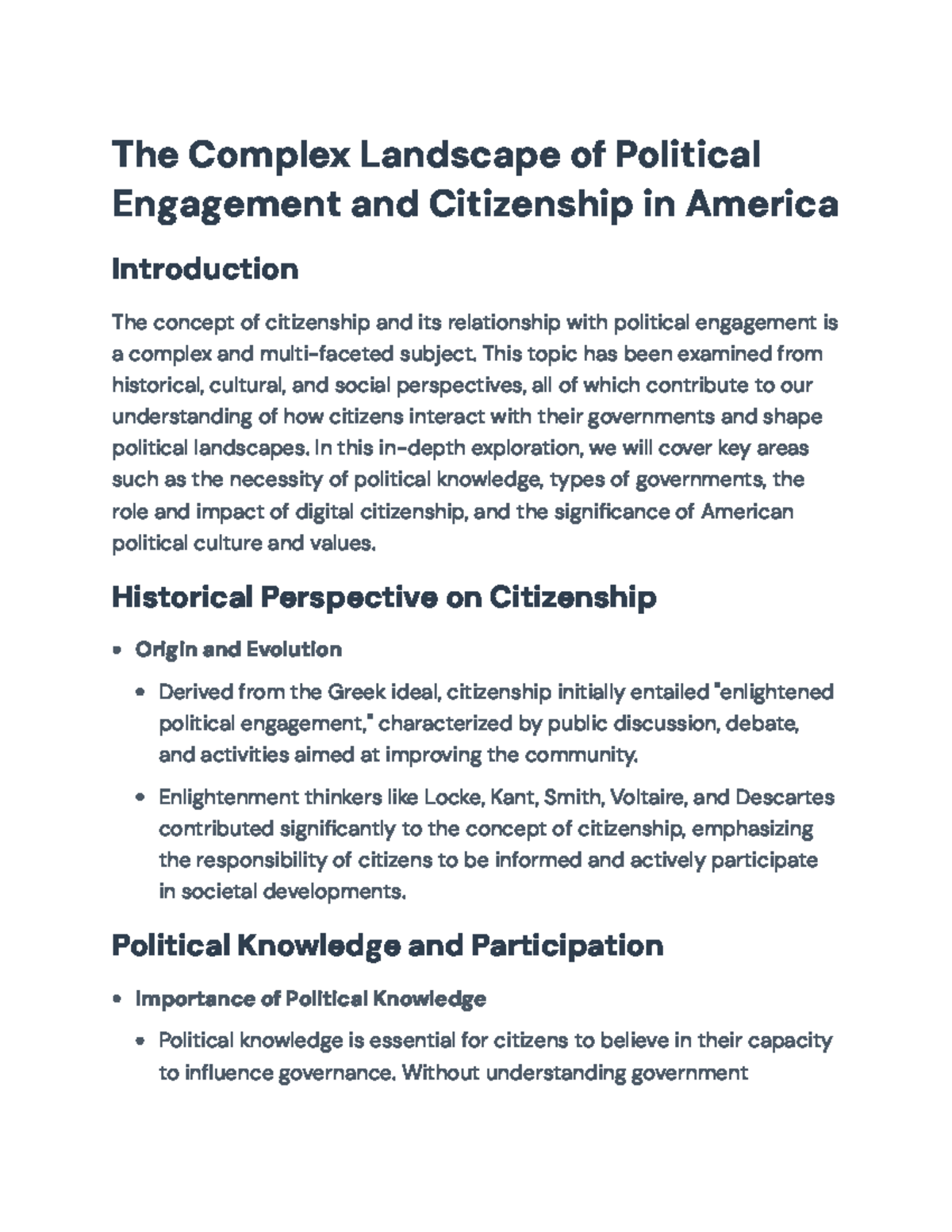 The Role of Citizenship and Political Engagement in American Democracy ...