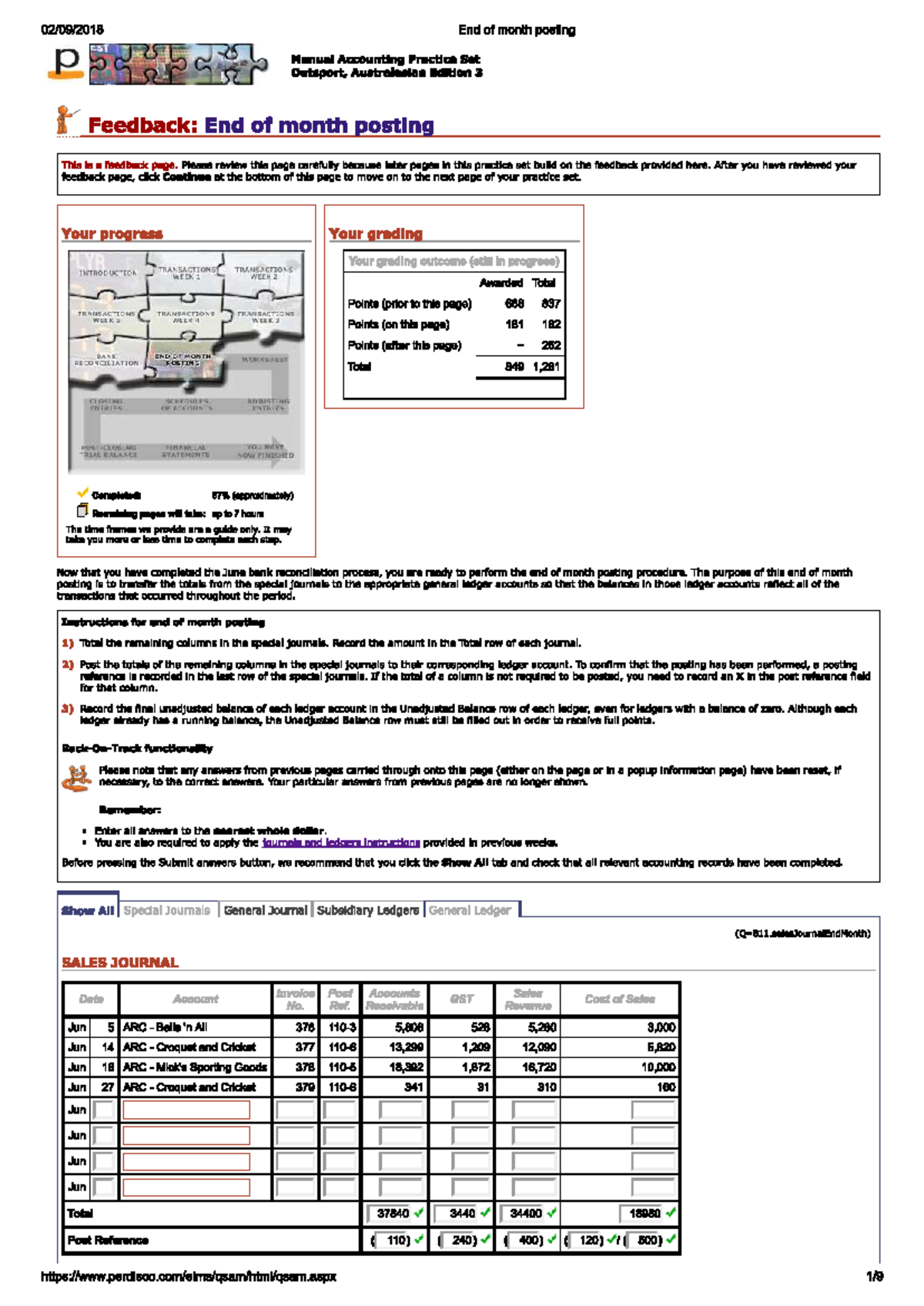 Week 7 Perdisco Manual Accounting - End of Month Posting Guide - Studocu