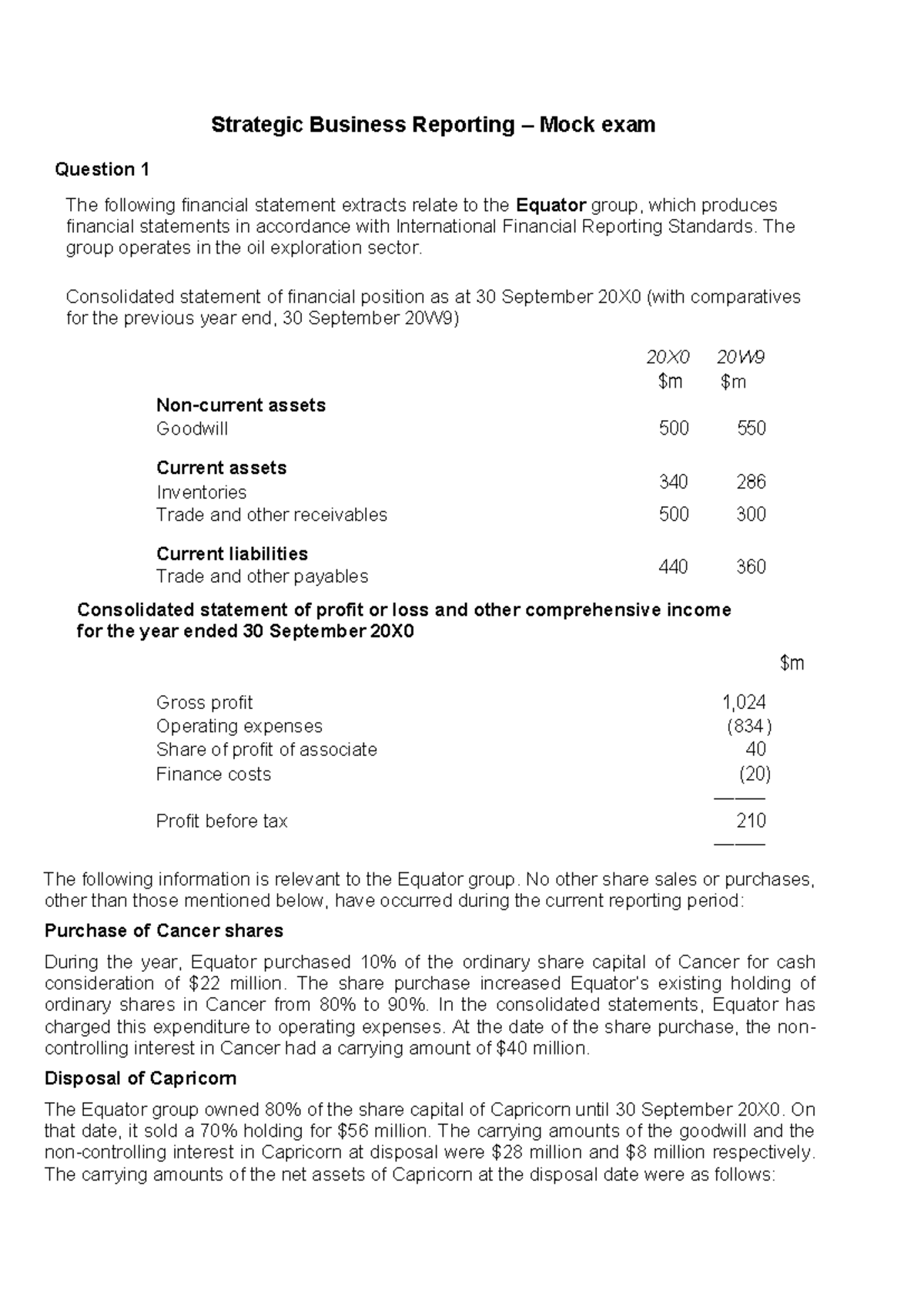 Strategic Business Reporting Mock Exam - Suggested Answers and Analysis ...