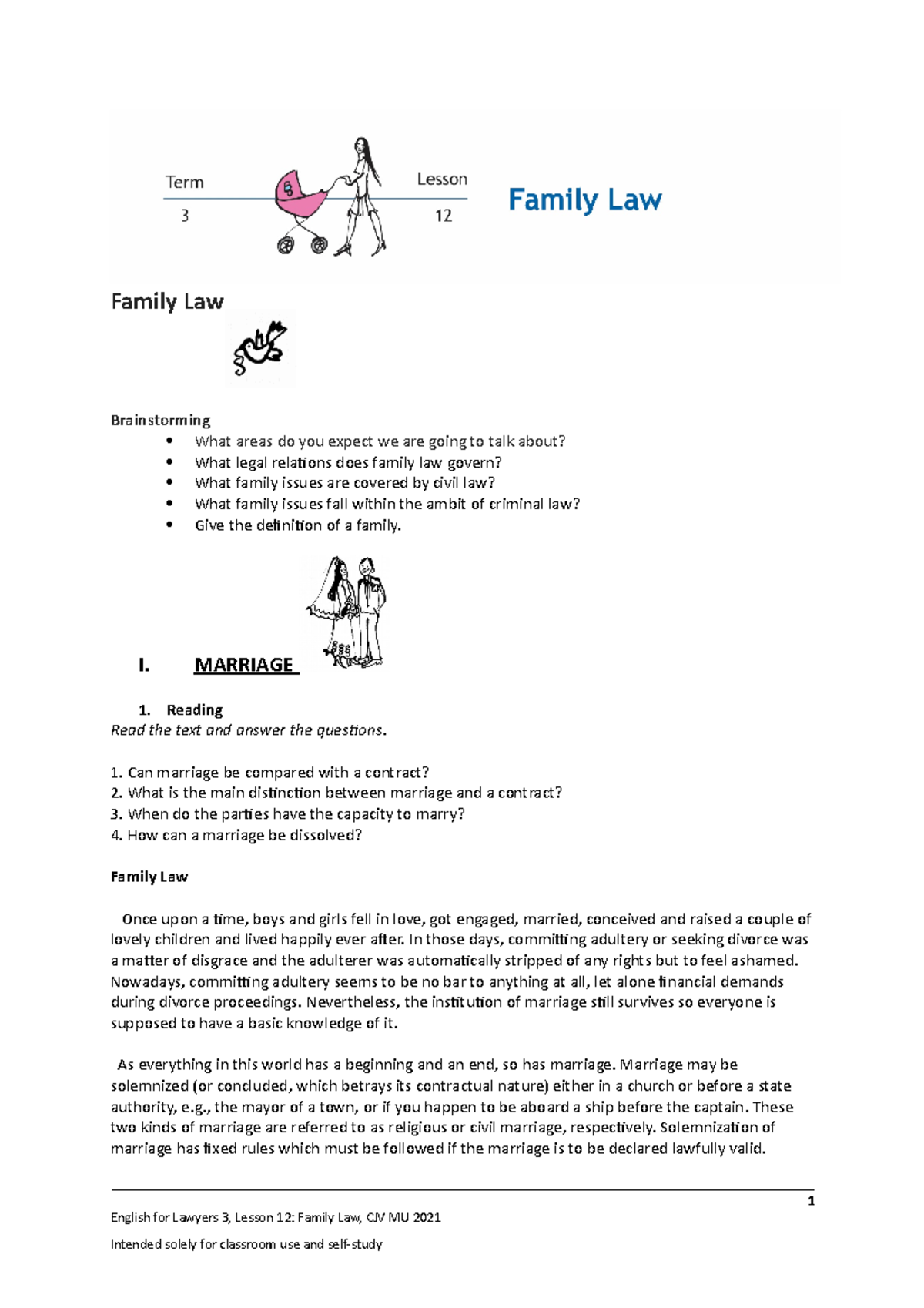 Lesson 12: Family Law Overview and Key Concepts for CJV MU 2021 - Studocu