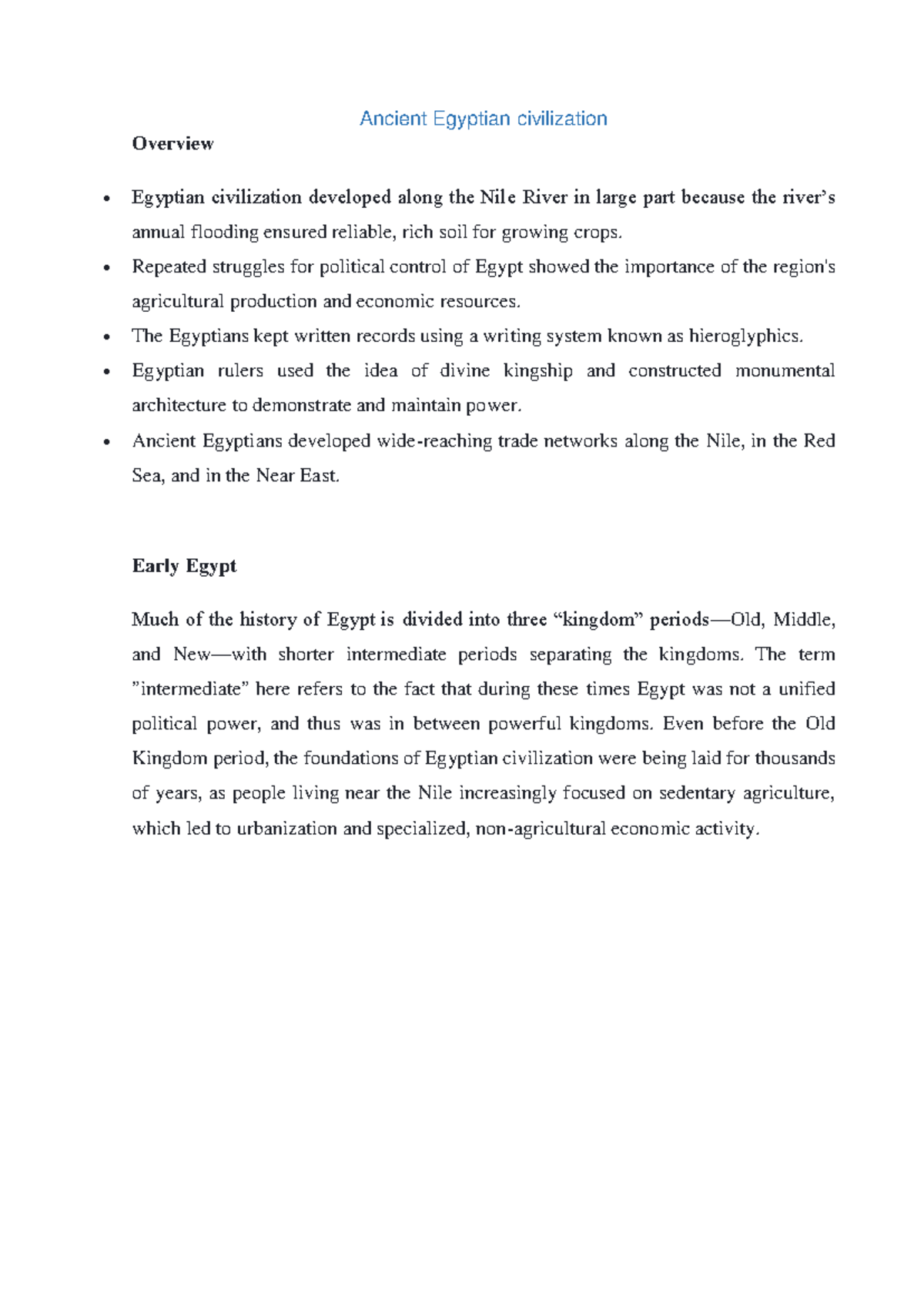 Ancient Egyptian Civilization Overview: Key Aspects and Developments ...