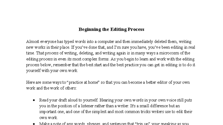 Editing Process Techniques for Better Writing Skills - Studocu
